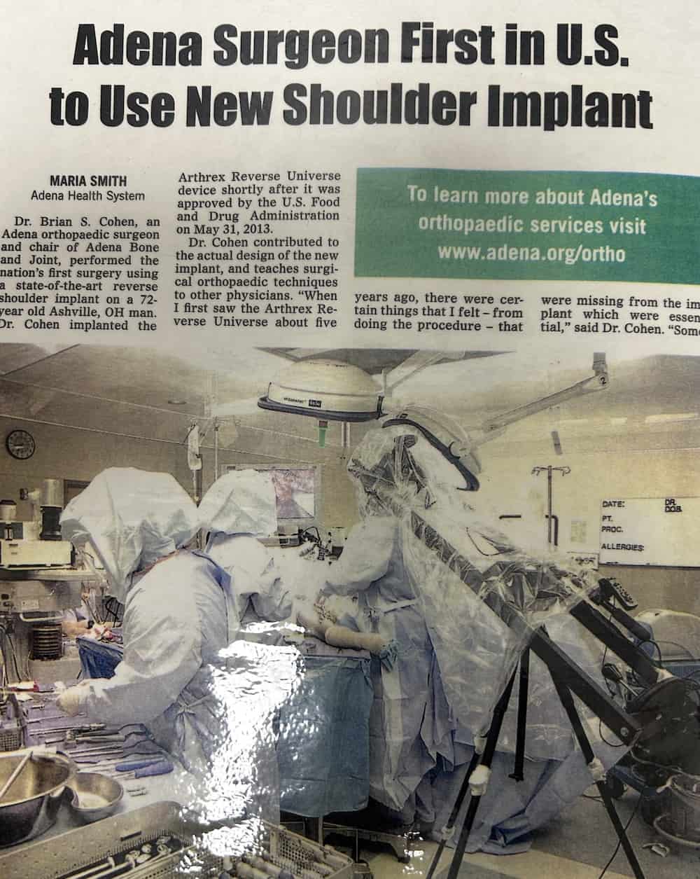 News - Dr. Brian Cohen: Orthopedic Surgeon Chillicothe, OH